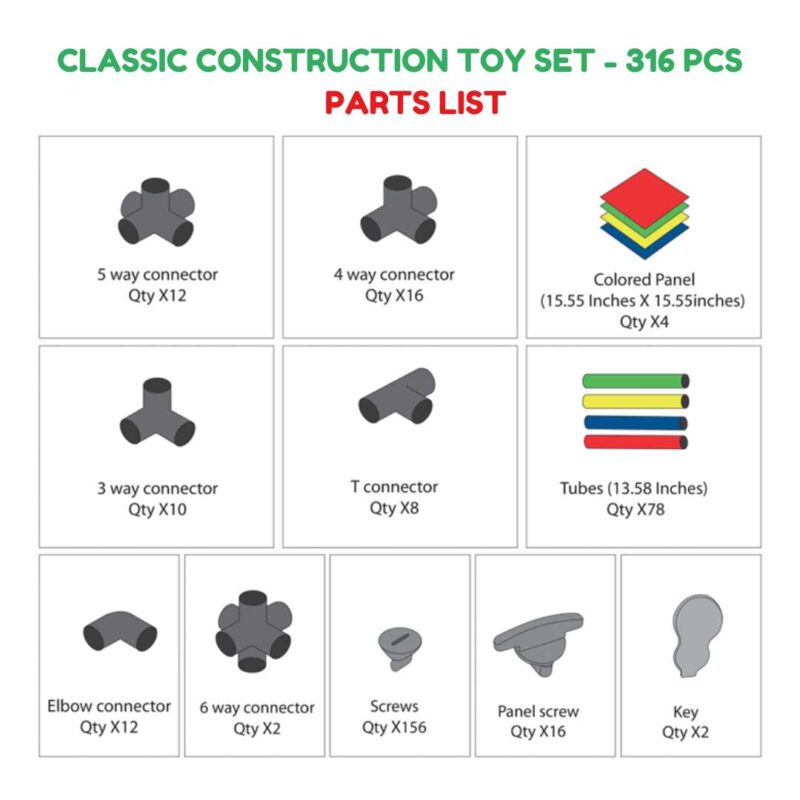 Funphix “Classic” 316 Piece Construction Toy Set – Building Play ...