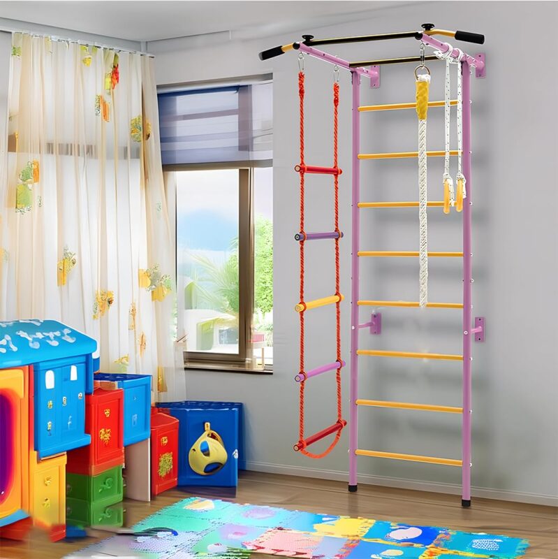 Funphix 5 In 1 Swedish Ladder Wall Gym Set – Small – Pink - Funphix