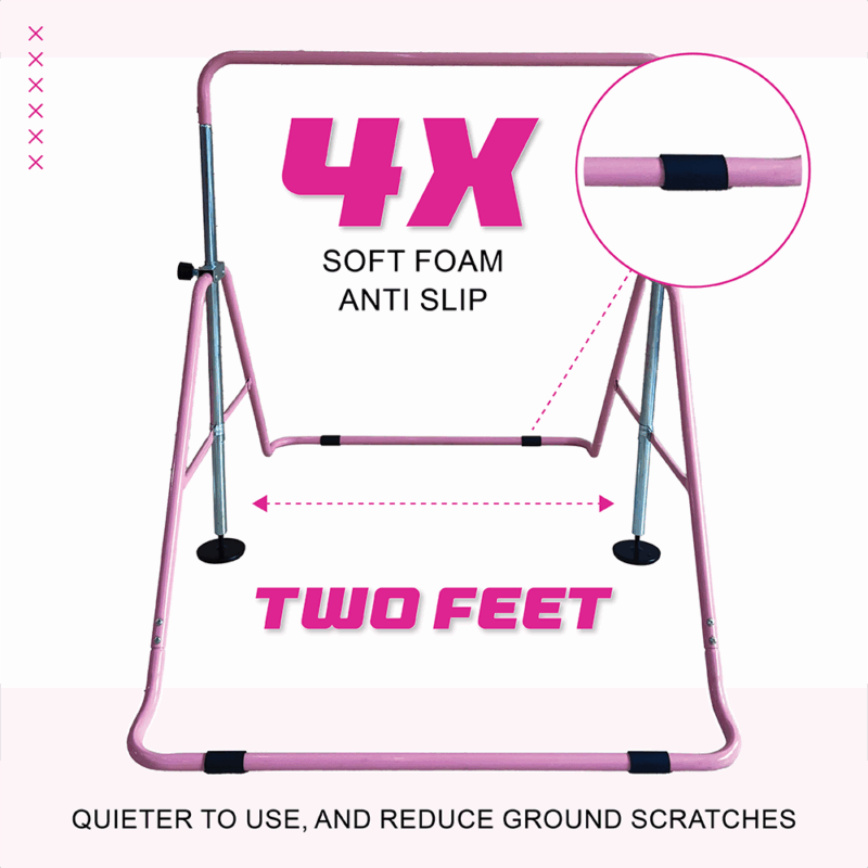 Funphix Pink Gymnastics Training Bar for Kids with 5 Height Adjustment ...