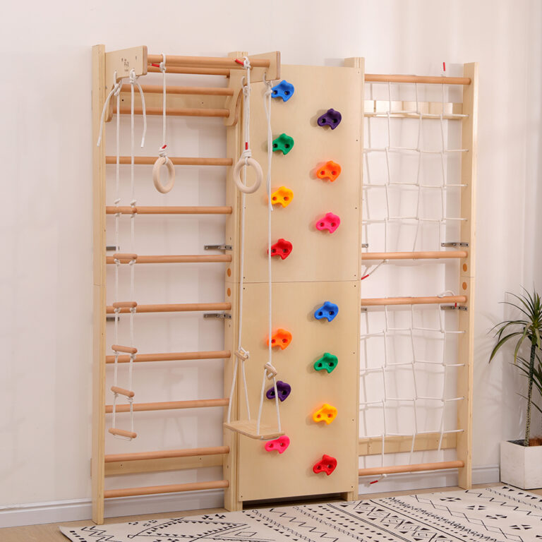 Funphix Kids Indoor Swedish Ladder Space-Saving Wall Playground Playset ...