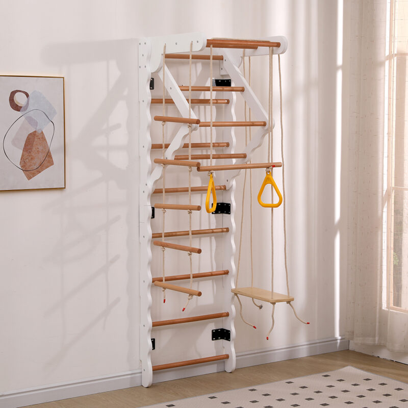 Funphix 8-in-1 Wooden Indoor Jungle Gym Swedish Ladder Playset ...